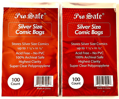200 SILVER AGE Comic Bags, 2x100/Pack Comic Book Sleeves with FLAP ...