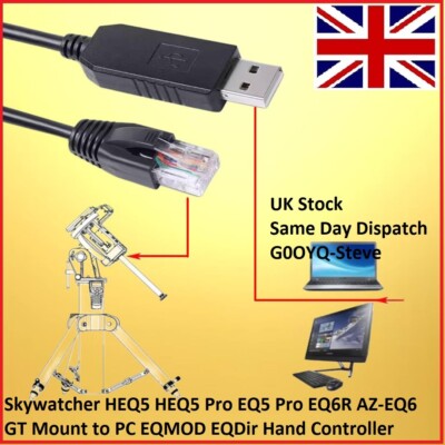 Skywatcher HEQ5 Pro EQ5 Pro EQ6R AZ-EQ6 GT Mount to PC EQMOD EQDir USB Cable | eBay UK