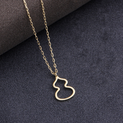 Solid 14K Yellow Calabash Design Pendant Necklace Chain Gold Women ...