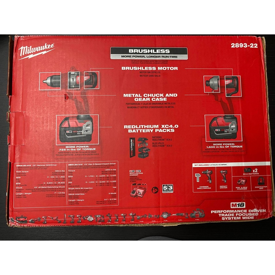 Milwaukee M18 Brushless 2-Tool Combo Kit, Hammer Drill/Impact Driver ...