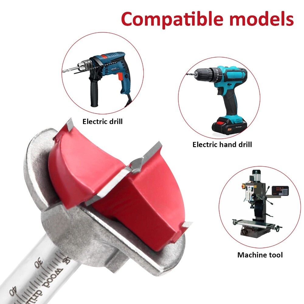 Red 35mm Adjustable Woodworking Positioning Drill Bit Carpenter | eBay