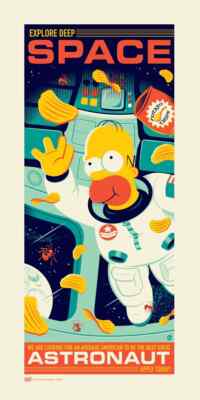 Simpsons Deep Space Astronaut Homer Silk Screen Print Art Poster 12x24 ...