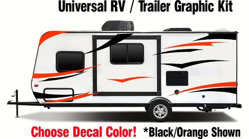 RV Graphic Kit Black / Orange vinyl sticker decal stripes Toy Hauler ...