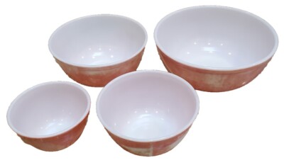 Pyrex Red Full Set of 4 Nesting Kitchen Mixing Bowls 401, 402, 403, 404 ...