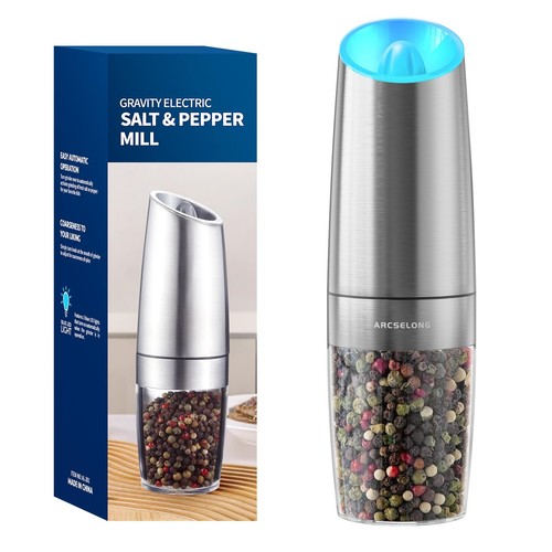 Gravity Electric Salt and Pepper Mill, Battery Operated, Adjustable ...