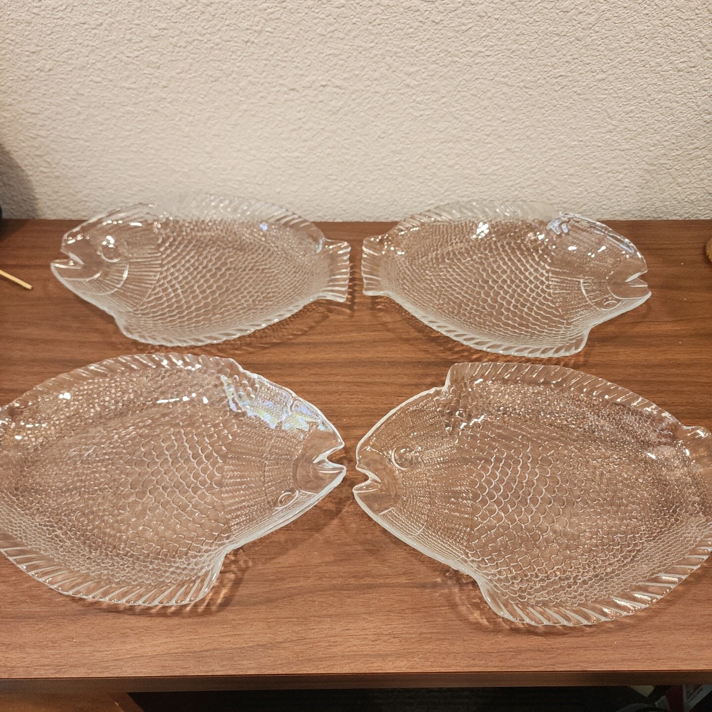 Pasabahce clear glass fish plates 4pc salad, veggie, appetizer, sushi ...