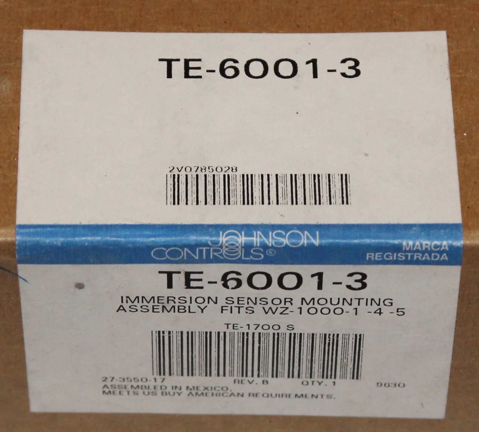 JOHNSON CONTROLS TE 6001 3 WZ 1000 Sensor Mounting Kit | eBay