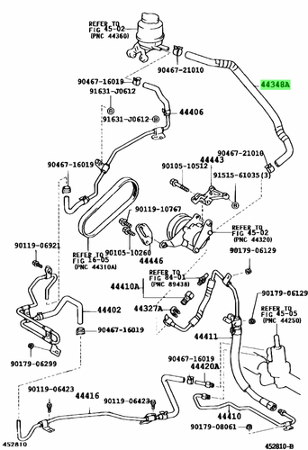 Toyota Lexus Genuine OEM Power Steering Reservoir Line Hose 44348-33180 ...