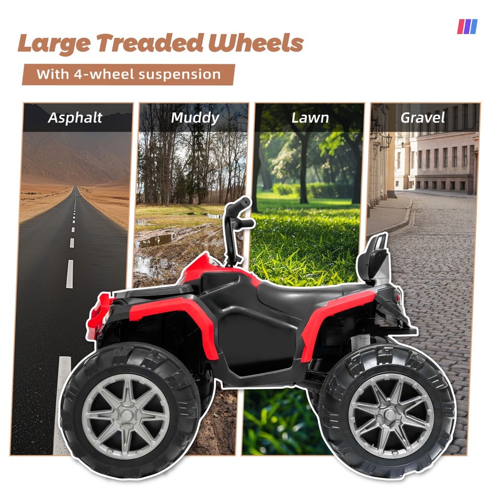24V Kids Ride on ATV 4 Wheeler Quad Car 4-6mph Top Speed with Low&High ...