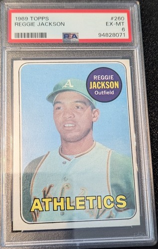 1969 Topps Reggie Jackson ROOKIE CARD RC #260 PSA 6 EX-MT FRESH GRADE ...
