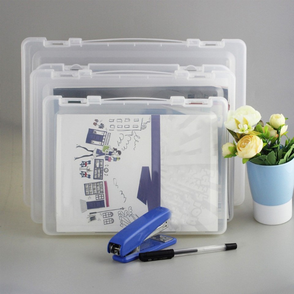 Plastic File Case Clear A4 File Document Organizer 32x23x4.5cm file box ...