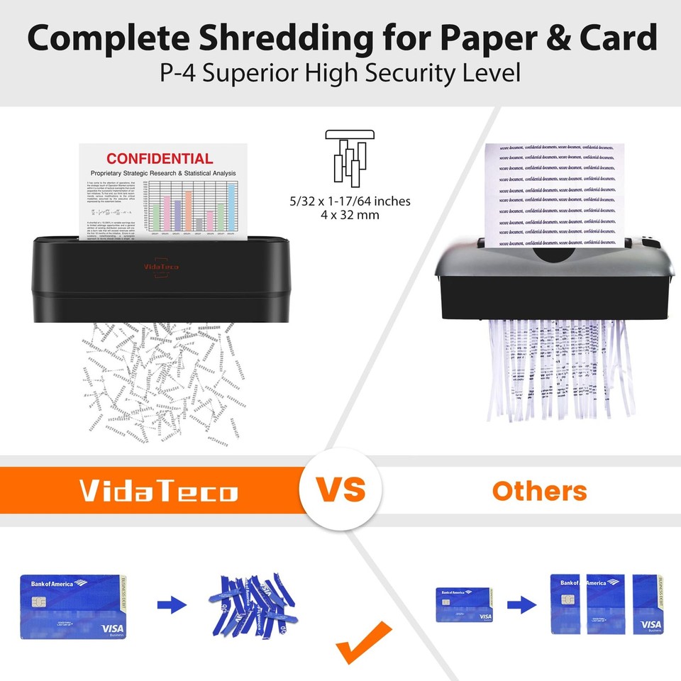 Paper Shredder for Home Use 6-Sheet Cross-Cut Shredder,Also Shred Card ...