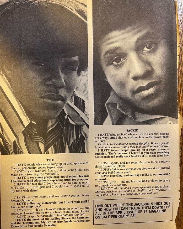 1971 Vintage Magazine J-5 Jackson 5 Michael Marlon Jermaine Tito Jackie ...