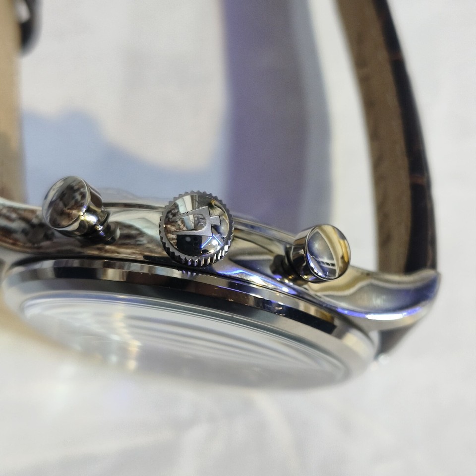 96B356 BULOVA GREY DIAL BROWN STRAP MEN'S CHRONOGRAPH WATCH M-106 | eBay