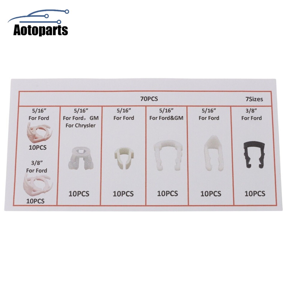 70 Pieces Fuel Line Retainer Clip 7 Size 3/8 5/16 Assortment for ...