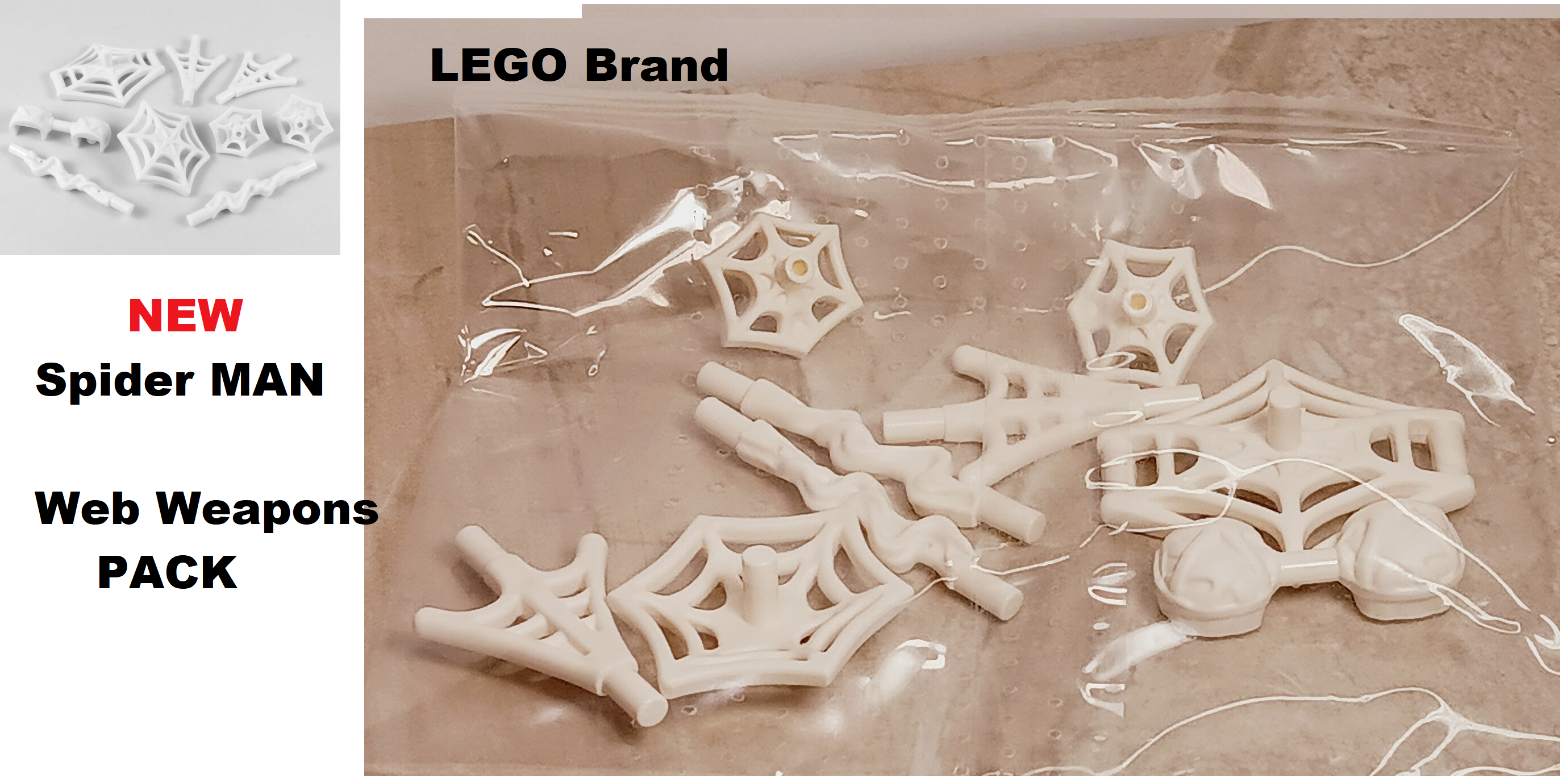 New LEGO Weapons PACK Spider Man Web Effects WHITE Powerful Webs Cuffs ...