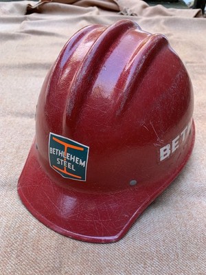 Vintage Bullard 502 Red Fiberglass Hard Boiled Hard Hat Bethlehem Steel ...