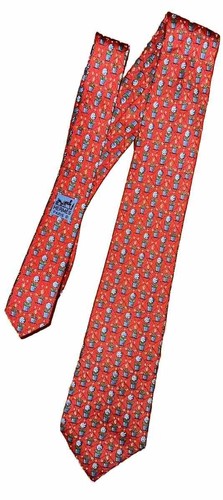 Hermes 7692 OA Blue Red Potted Tulip Floral Flowers Silk Tie France | eBay