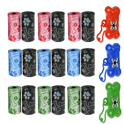 Dog Doggy Puppy Pet Waste Clean Up Kit Poop Pick Up Bags & Dispenser ...