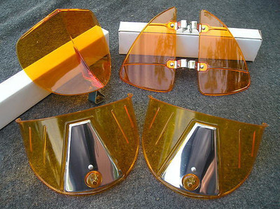 NEW AMBER VINTAGE STYLE HOOD BUG / VENT DEFLECTORS / HEAD LIGHT VISORS ...