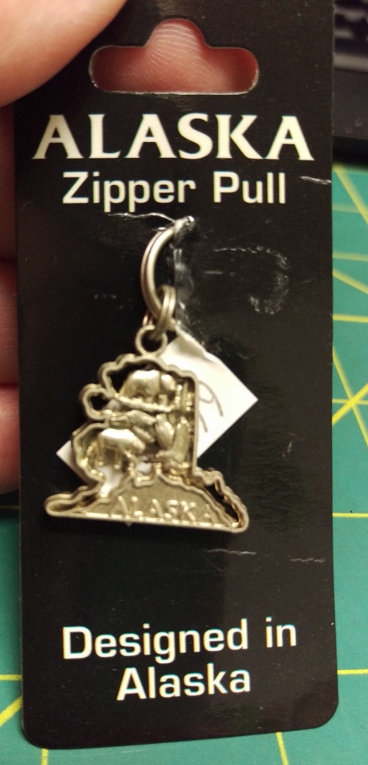 Alaska Zipper Pull - moose bear & eagle in map shape - We ship ...