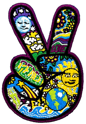 Peace Sign sun Moon Embroidered Rock Iron on Patch Applique | eBay