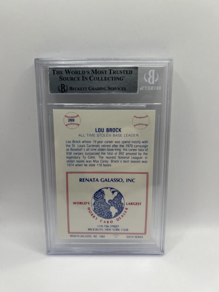 Lou Brock Signed 1977-84 TCMA Renata Galasso Glossy Greats #269 Beckett ...