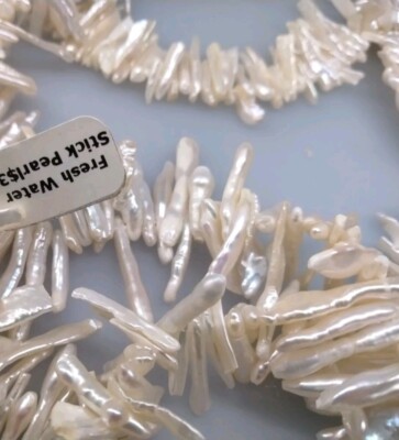 AAA Freshwater Stick Pearls-Full 15 Inch Strand-Top Drilled-High Luster ...