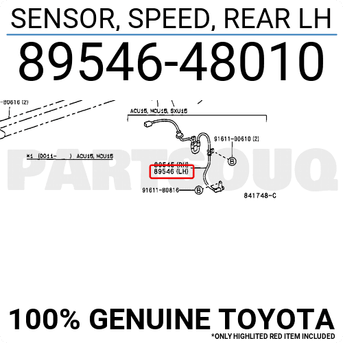 8954648010 Genuine Toyota SENSOR, SPEED, REAR LH 89546-48010 | eBay
