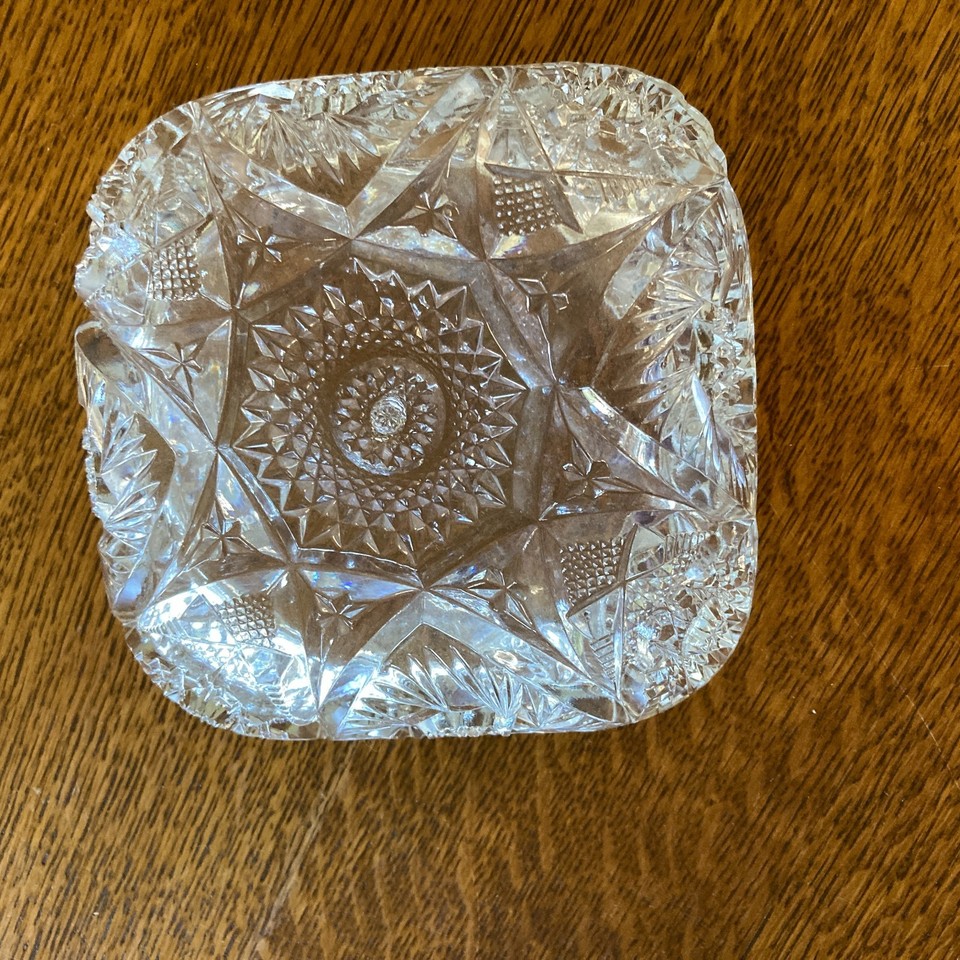 Imperial Glass Co NuCut Crystal 2 Square Plus 1 Round Dish Art Deco ...