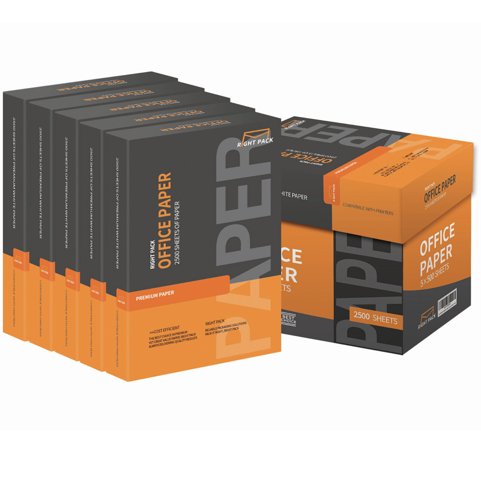 A4 WHITE PAPER PRINTER COPIER 1 2 3 4 5 REAMS OF 500 SHEETS PHOTOCOPY ...