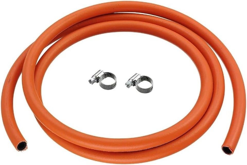 5m LPG Gas Hose 8mm I/D Butane/Propane Rubber Hose with 2 Clips Ideal ...