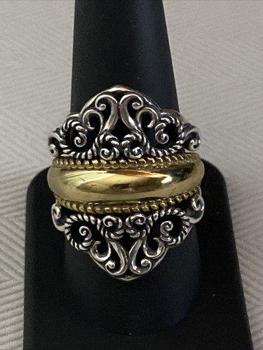 Carolyn Pollack Beautiful Sterling Brass 2 Piece Open Work Ring Size 10 ...
