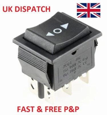 Momentary (On)-Off-(On) Rocker Switch 3 Position DPDT 16A 240Vac Car ...