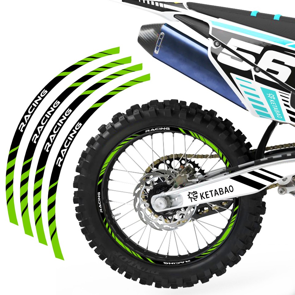 Stripe02 21 18 inch Wheel Rim Sticker Set For Kawasaki KLX 400 KLX 140G ...