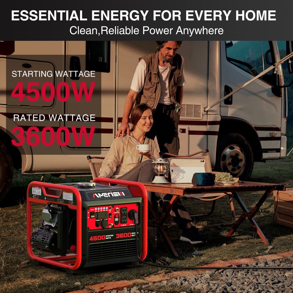 Amerisun 4500W Gas Inverter Generator, 223cc 4-Cycle, 120V Output ...