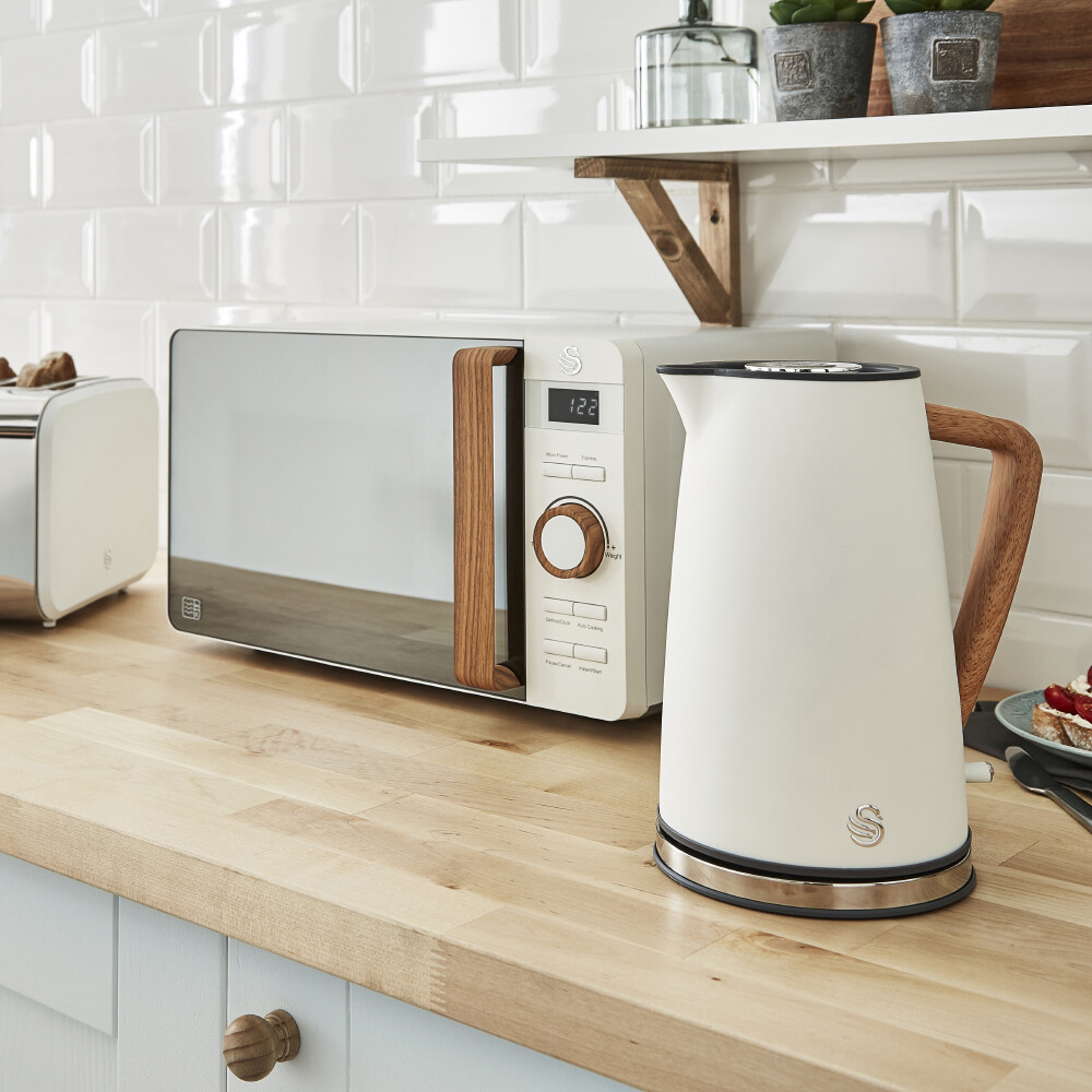 Swan Nordic Kettle 2 Slice Toaster Digital Microwave White Scandinavian ...