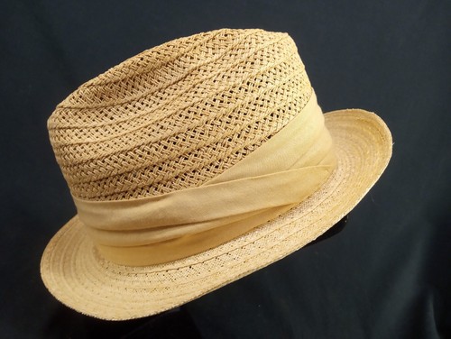 Vintage Light Tan Straw Fedora Men's Style Hat 1960s | eBay