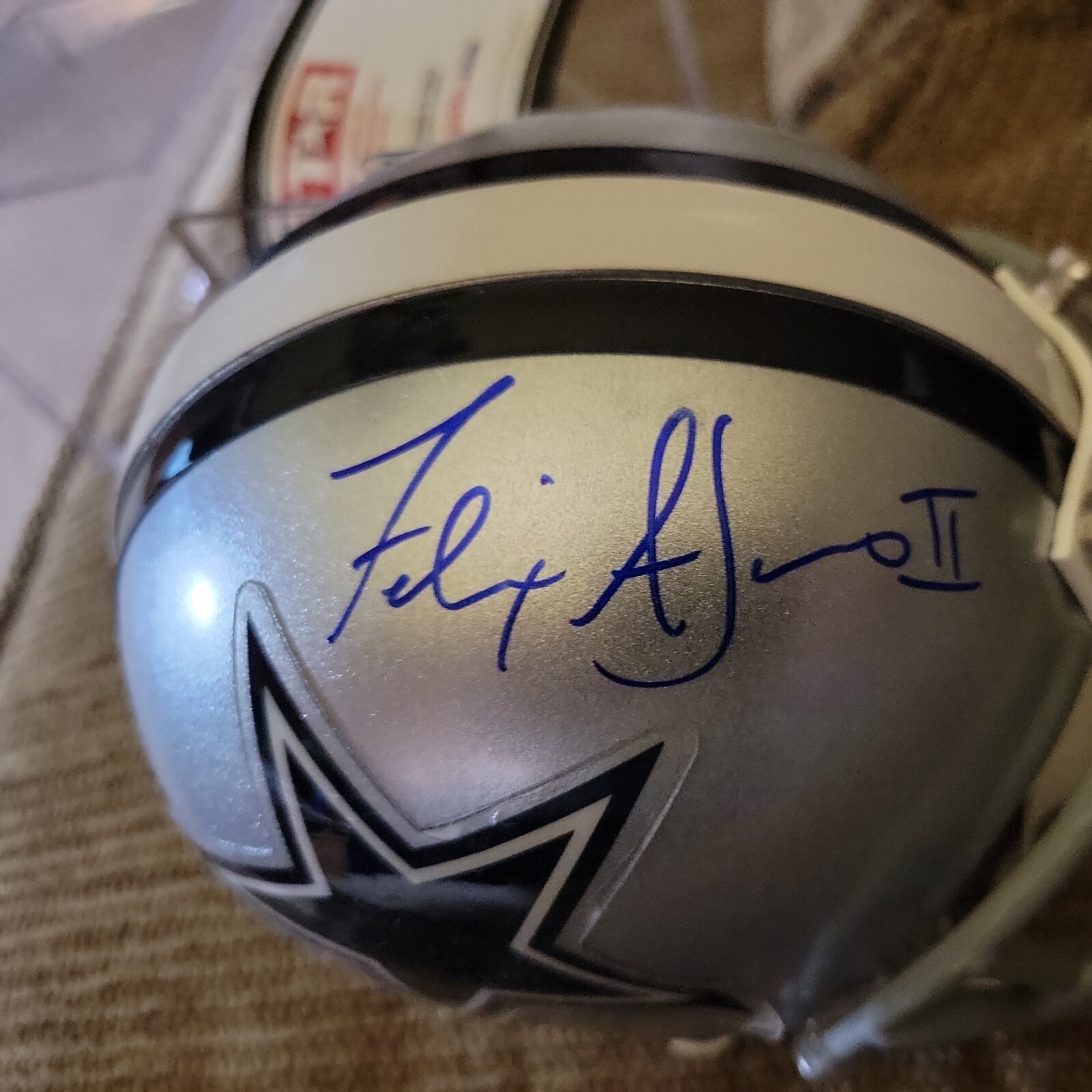 Felix Jones Dallas Cowboys Autographed Mini Helmet Felix Jones Sticker ...