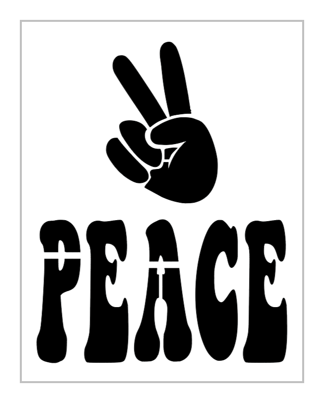 Peace Stencil Hand Groovy Font 70s Symbol Saying 8" x 10" Reusable ...
