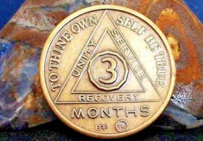 Alcoholics Anonymous AA 3 Month Bronze Medallion 90 Days chip token ...
