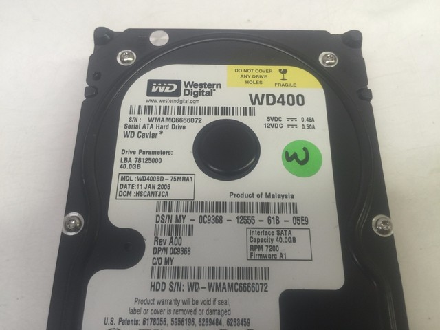 Western Digital WD400 Wd400bb-60dga0 Enhance IDE Hard Drive 5vdc for ...