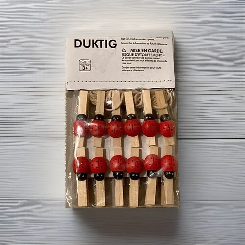 IKEA Duktig Ladybug Clothespins Wooden Love Bug Pack of 12 Kids Play ...