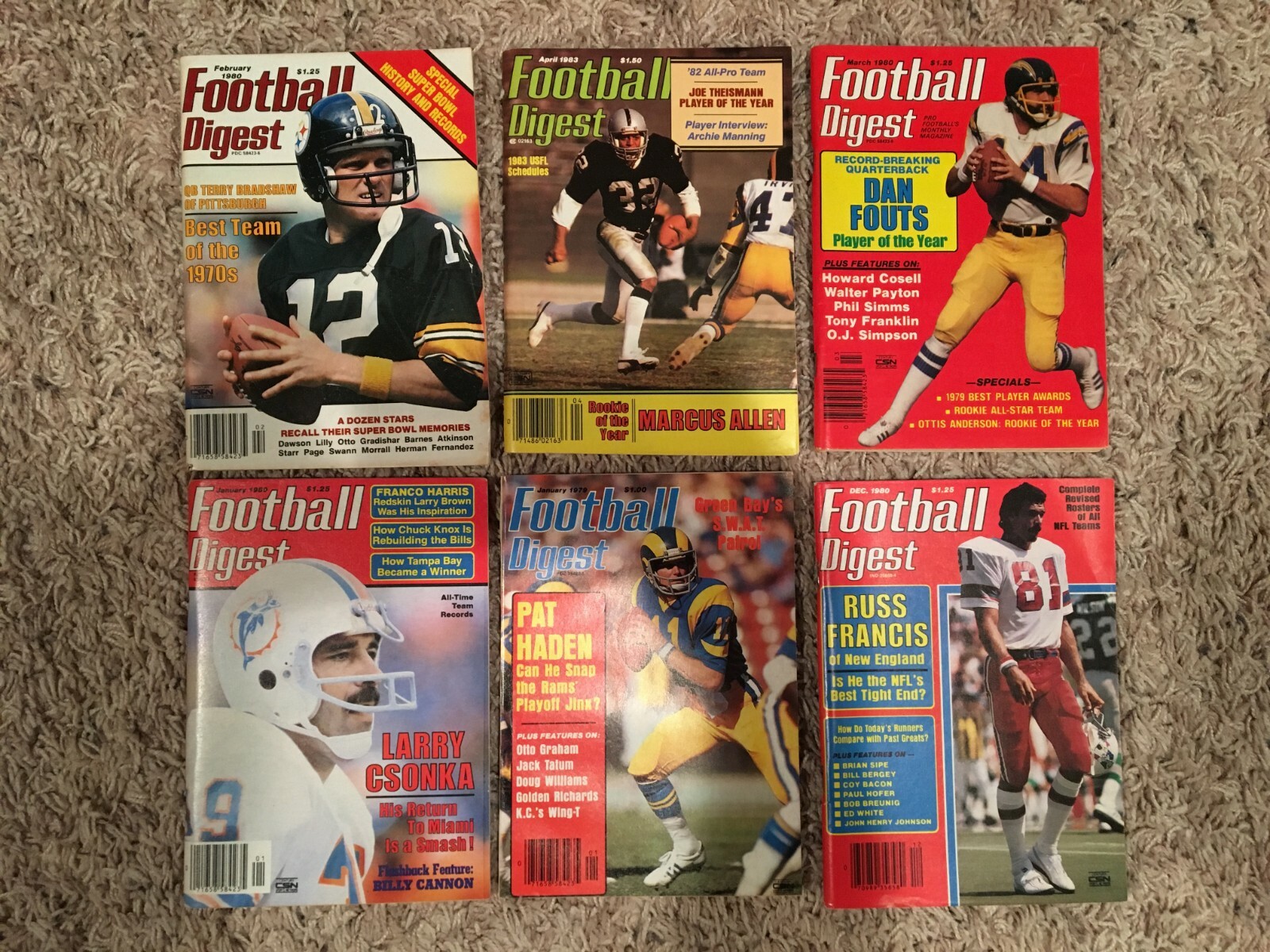 Lot of 27 Pro Football Digest Magazines (1976-1983) Payton / Campbell ...