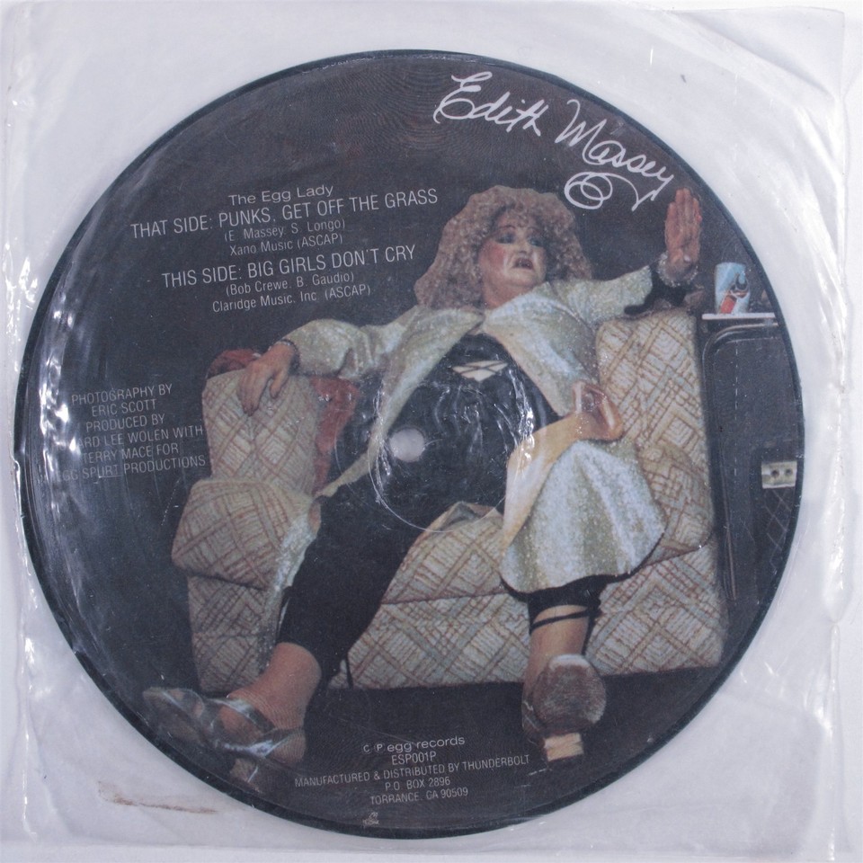 Punk 45 EDITH MASSEY Punks Get Off The Grass EGG SEALED picture disc m ...