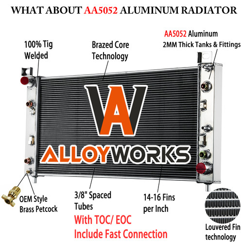 Aluminum 2 Row Radiator For 01-2002 Chevy Silverado GMC Sierra 2500 HD ...