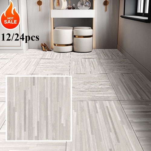 24X Vinyl Floor Tiles Self Adhesive Textured Grip Flooring DIY Kitchen ...
