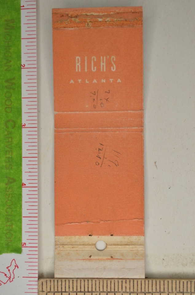 Matchbook Cover Rich's Store for Men Atlanta Georgia Clothing ...