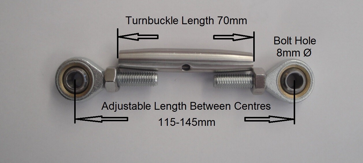 M8 RH & LH Thread Rose Joint Turnbuckle Track Rod End Gear Link - 2 ...