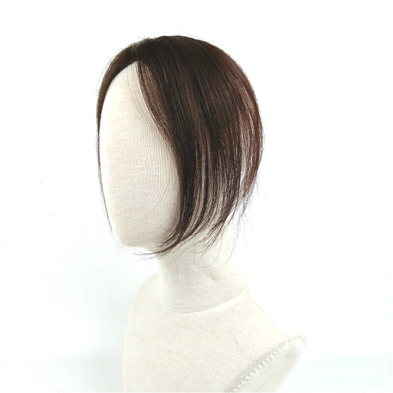 100% Human Hair Topper Toupee French Middle Part Lace Bangs Clip Wigs ...